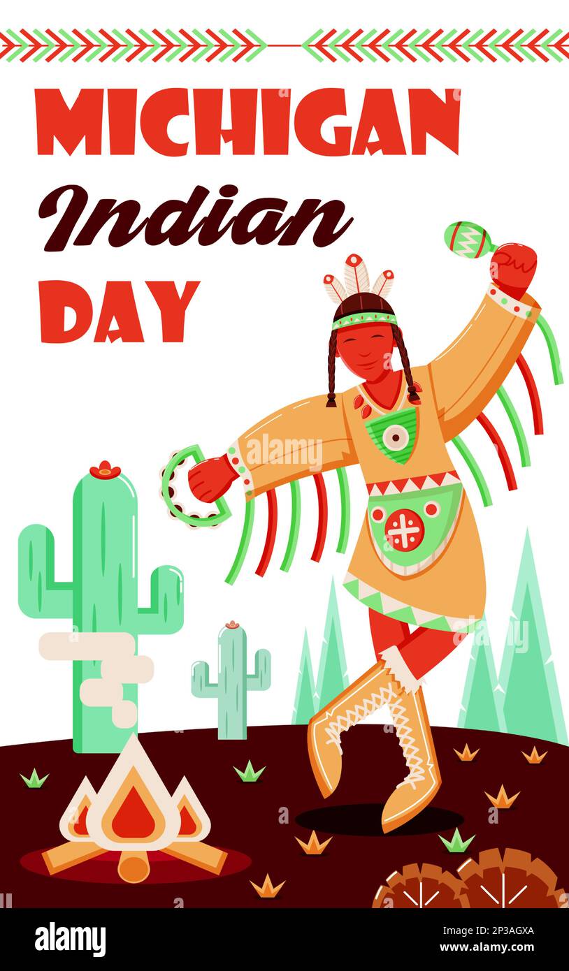 Michigan Indian Day, Indian tribal dance. Suitable for events Stock ...