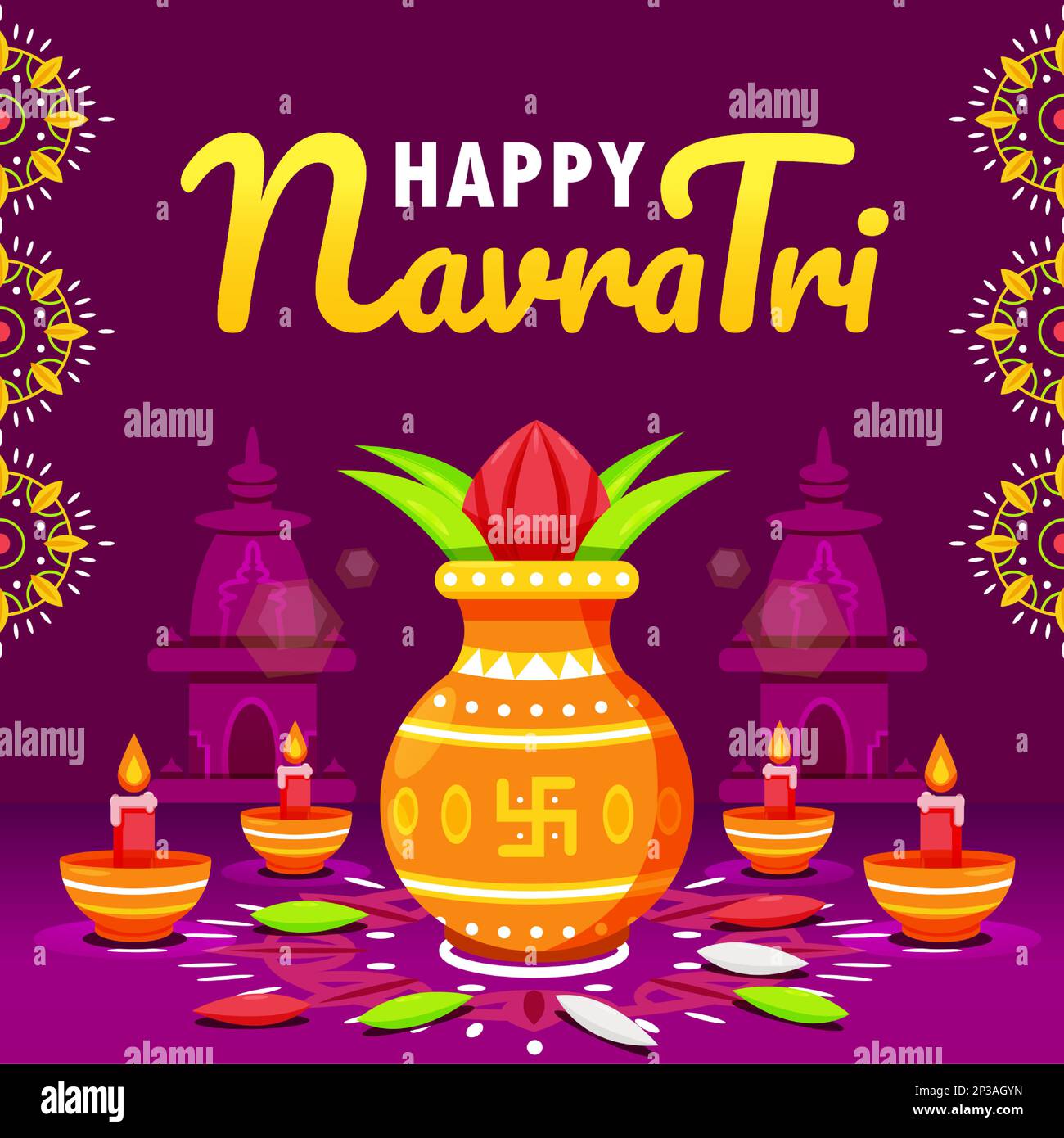 Happy Navratri, pot with coconut Stock Vector Image & Art - Alamy
