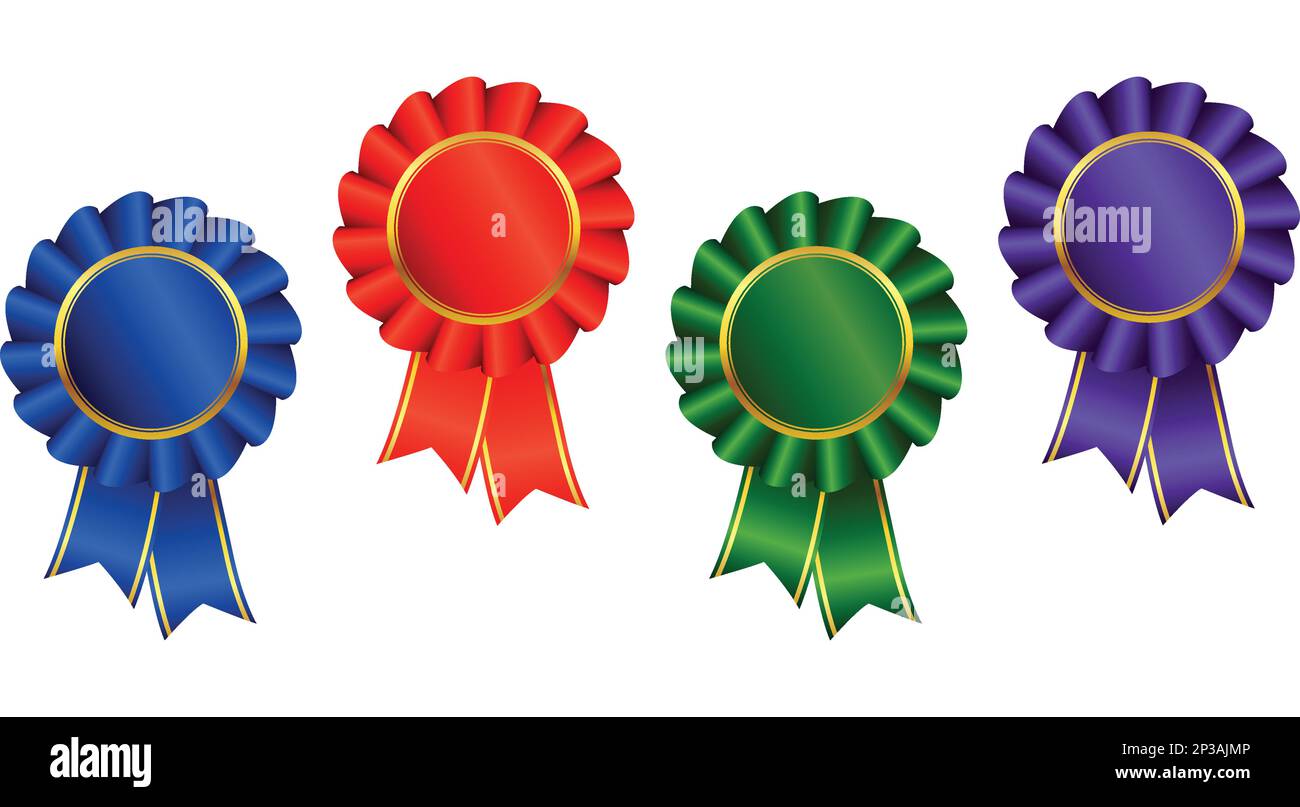 beautiful green blue red purple ribbon award pennant icon set of 4 ...