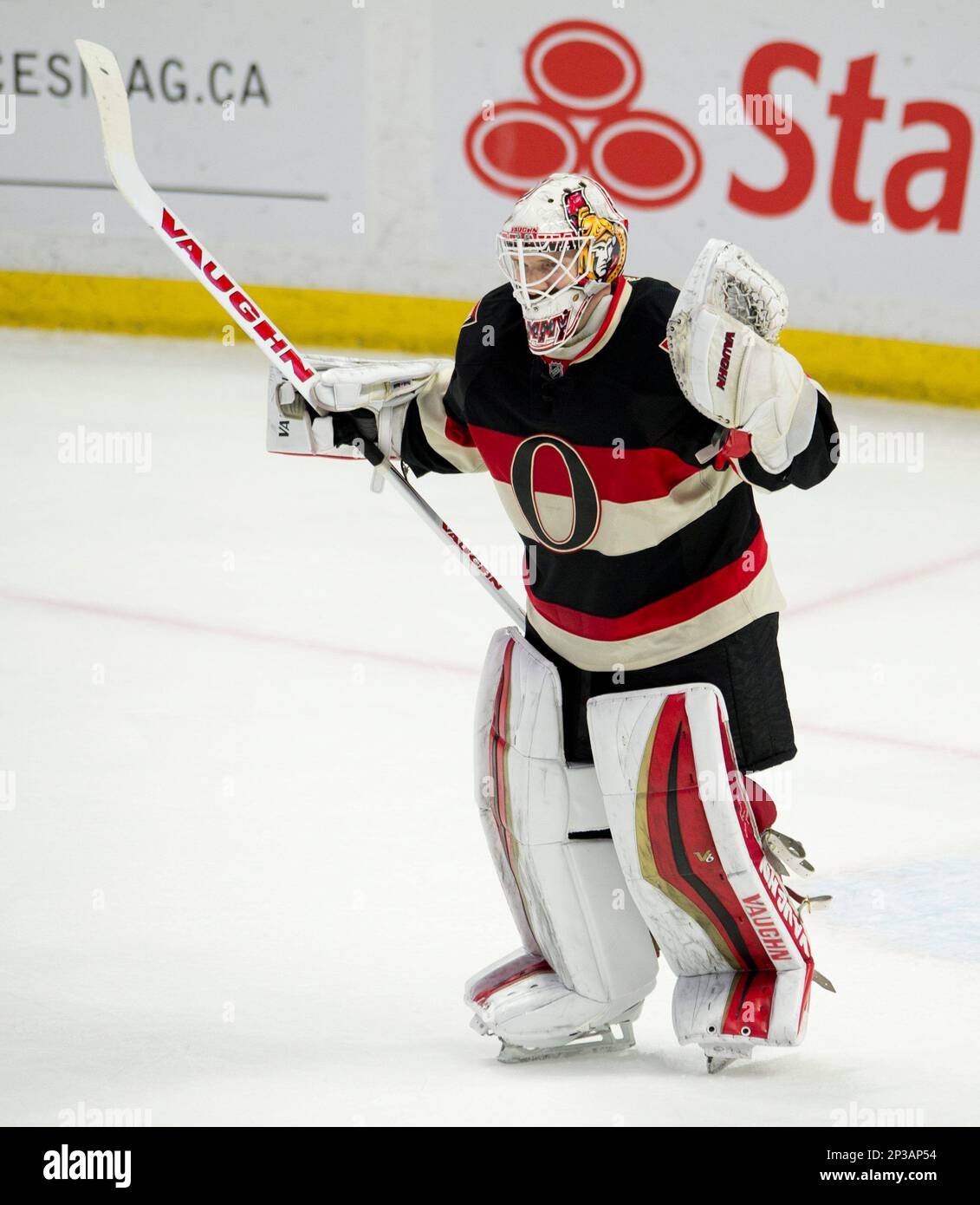 Ottawa Senators goalie Andrew Hammond reacts after beating the Boston ...