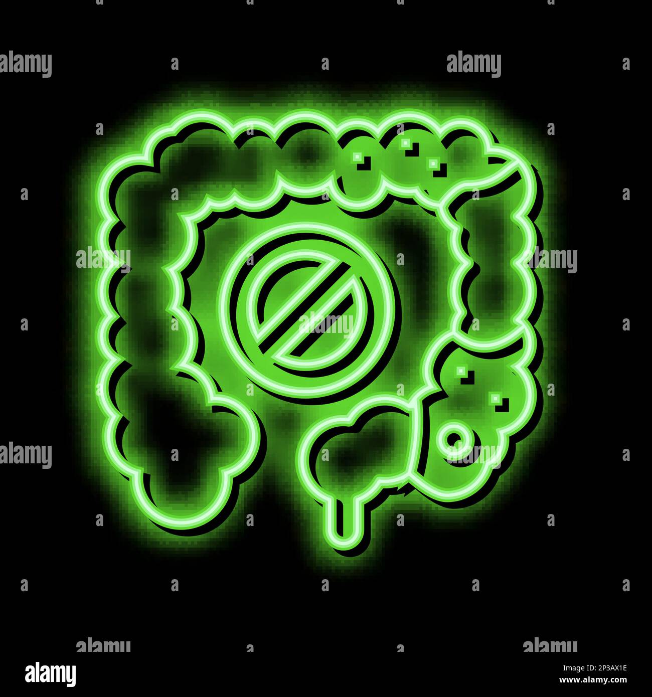 constipation digestion system neon glow icon illustration Stock Vector ...