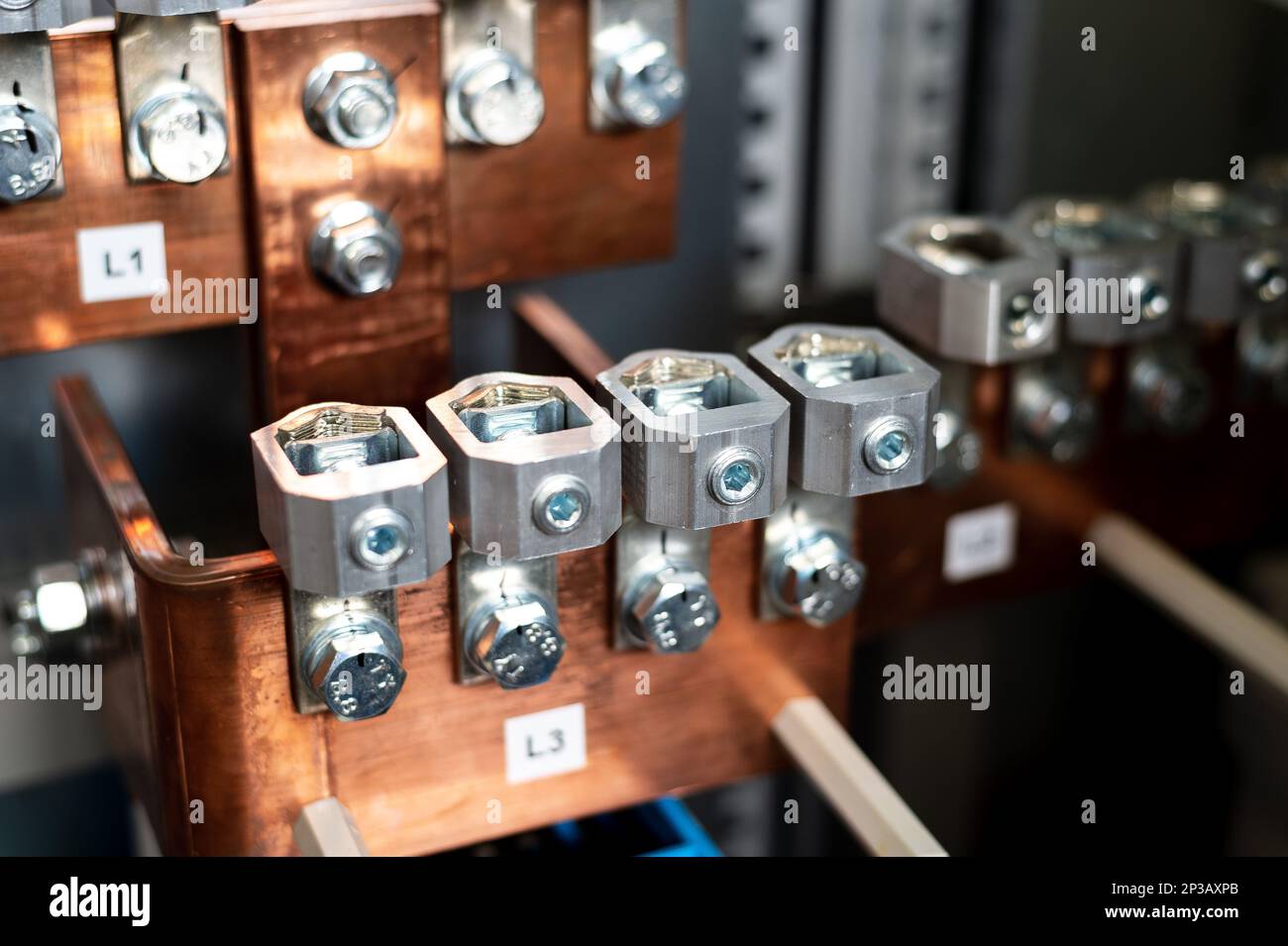 Electrician at work, electric components, electrical voltage ...