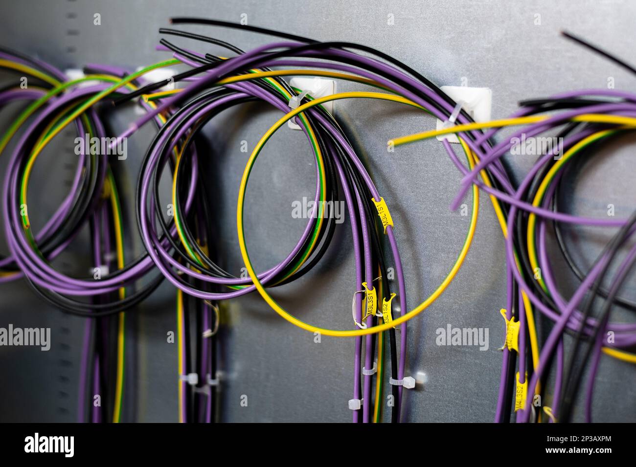 Electrician at work, electric components, electrical voltage ...