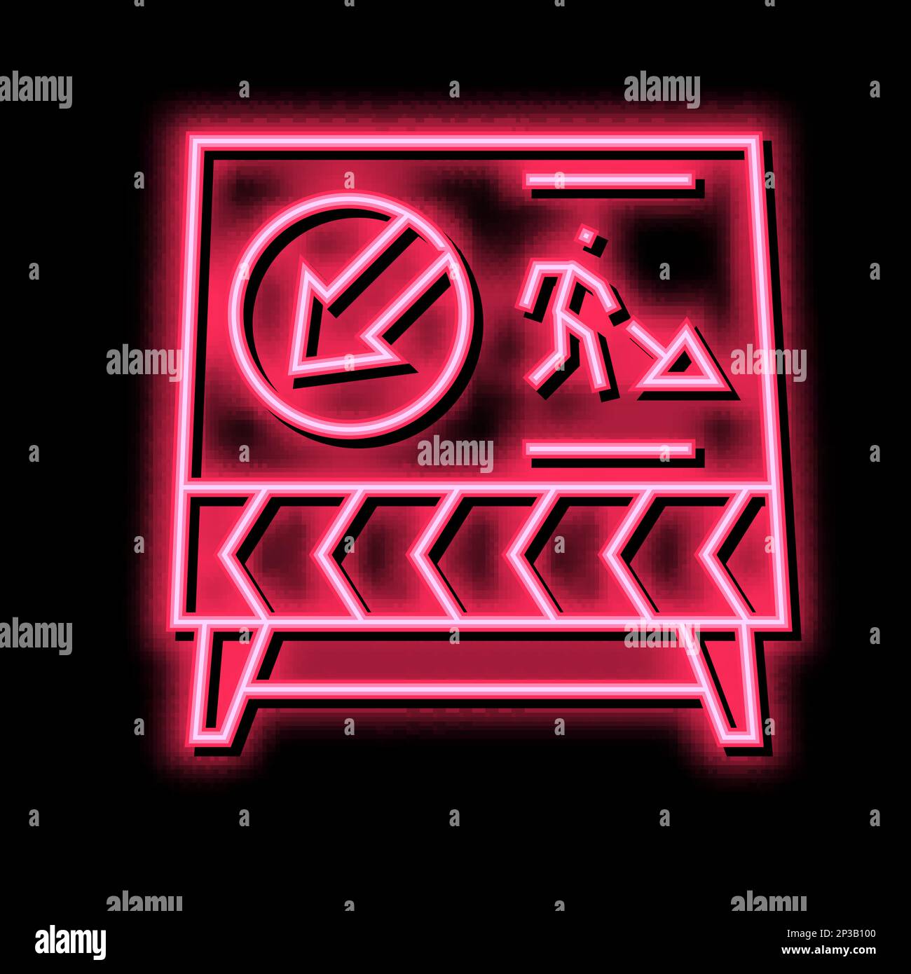 road construction sign neon glow icon illustration Stock Vector Image ...