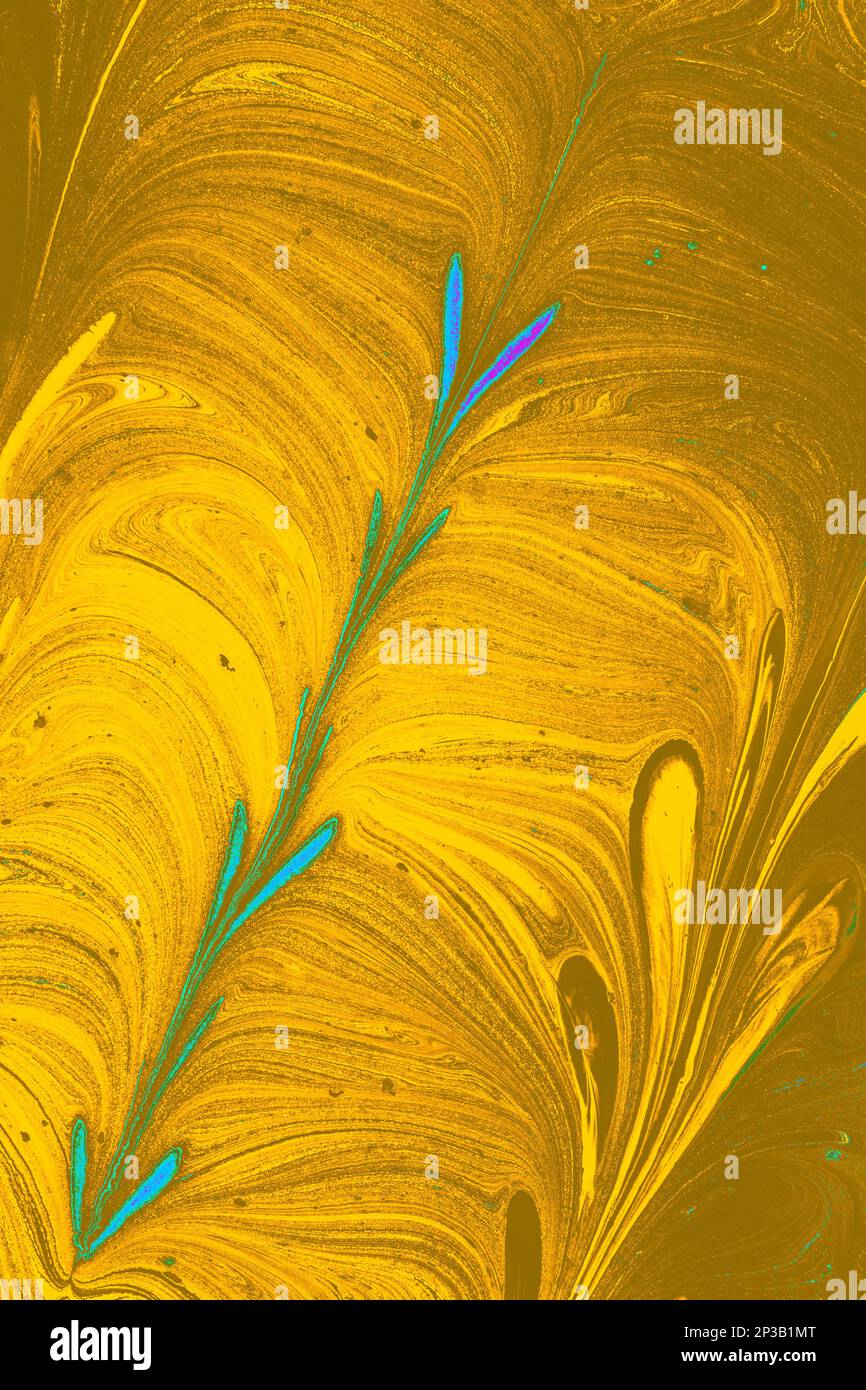 Abstract ebru cover art. Floral Ebru marbling texture background design ...