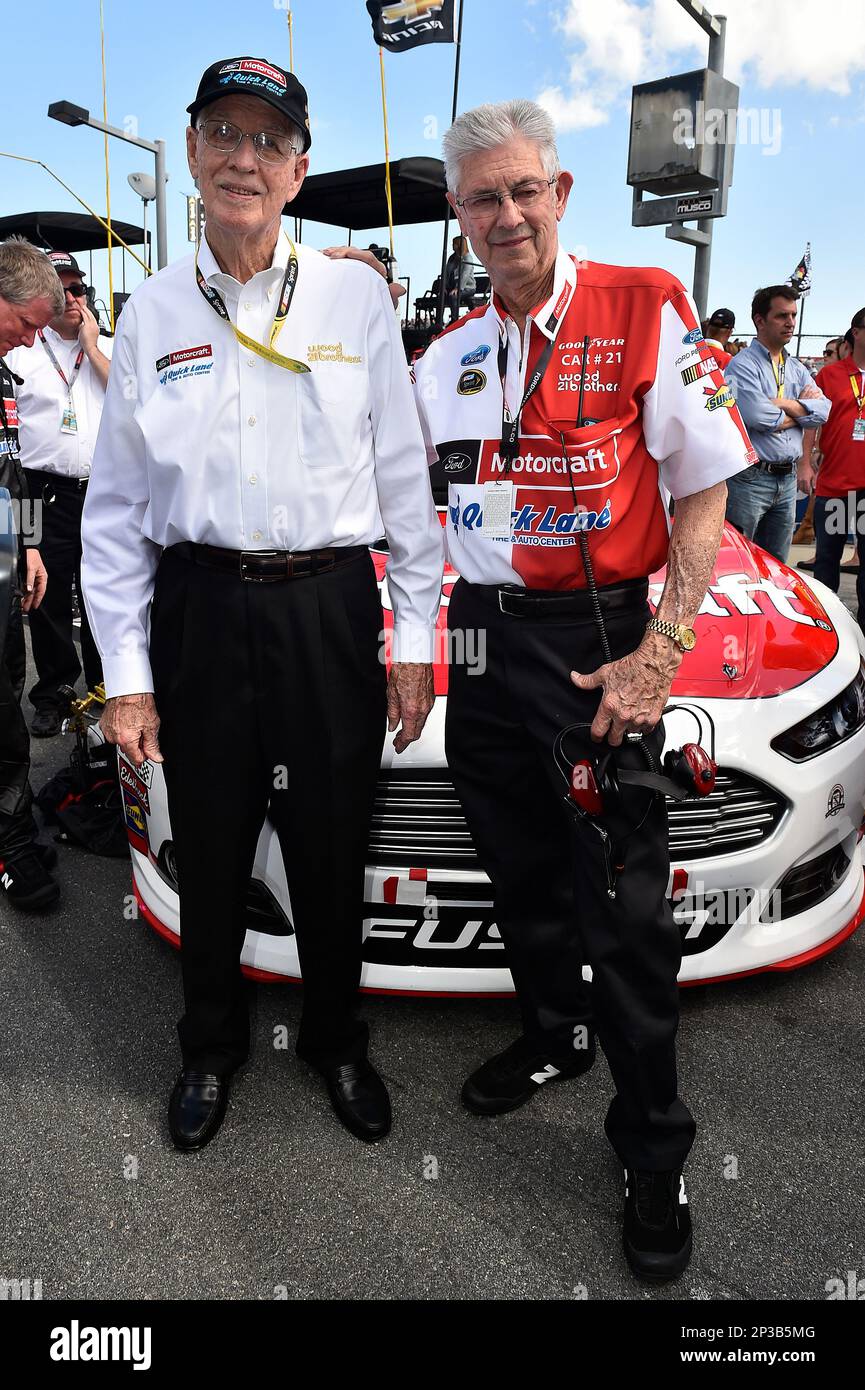 (L-R) Glen Wood poses with Leonard Wood before the NASCAR Sprint Cup ...