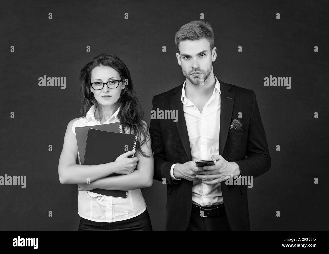 Male secretary to female boss Black and White Stock Photos & Images - Alamy