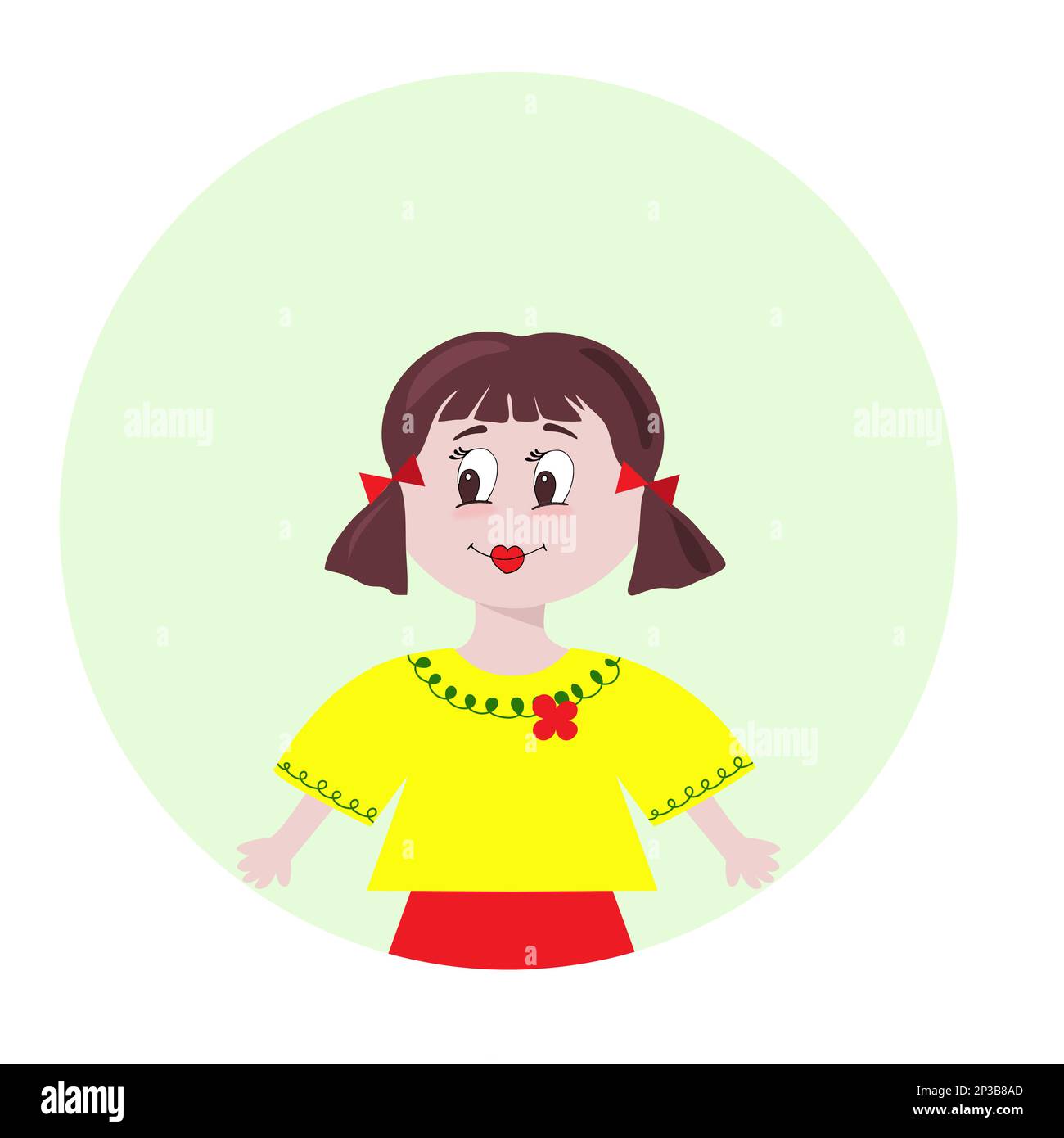 Beautiful cartoon girl on white background for concept design Stock ...
