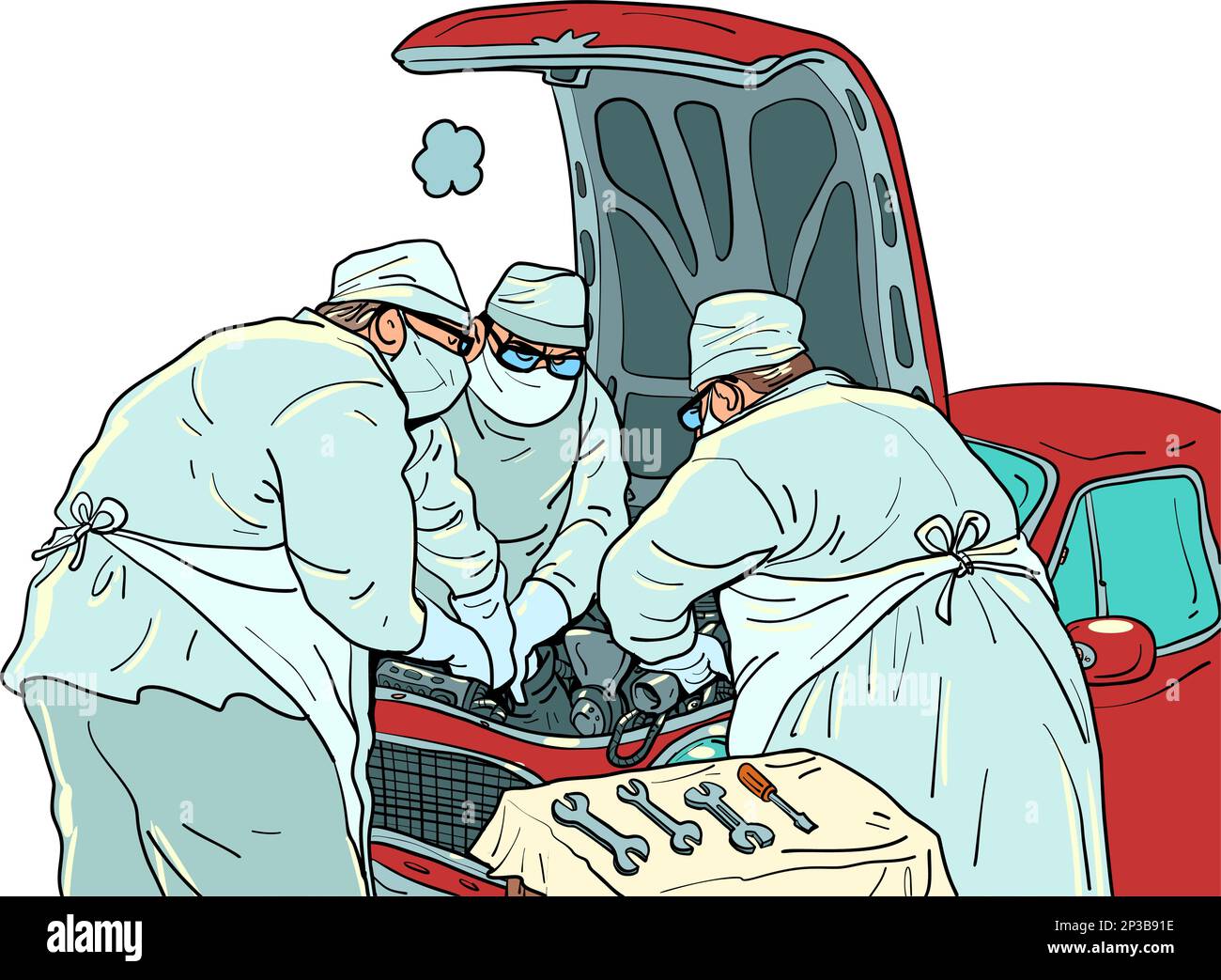 The doctors are repairing the car. auto repair shop garage High quality ...