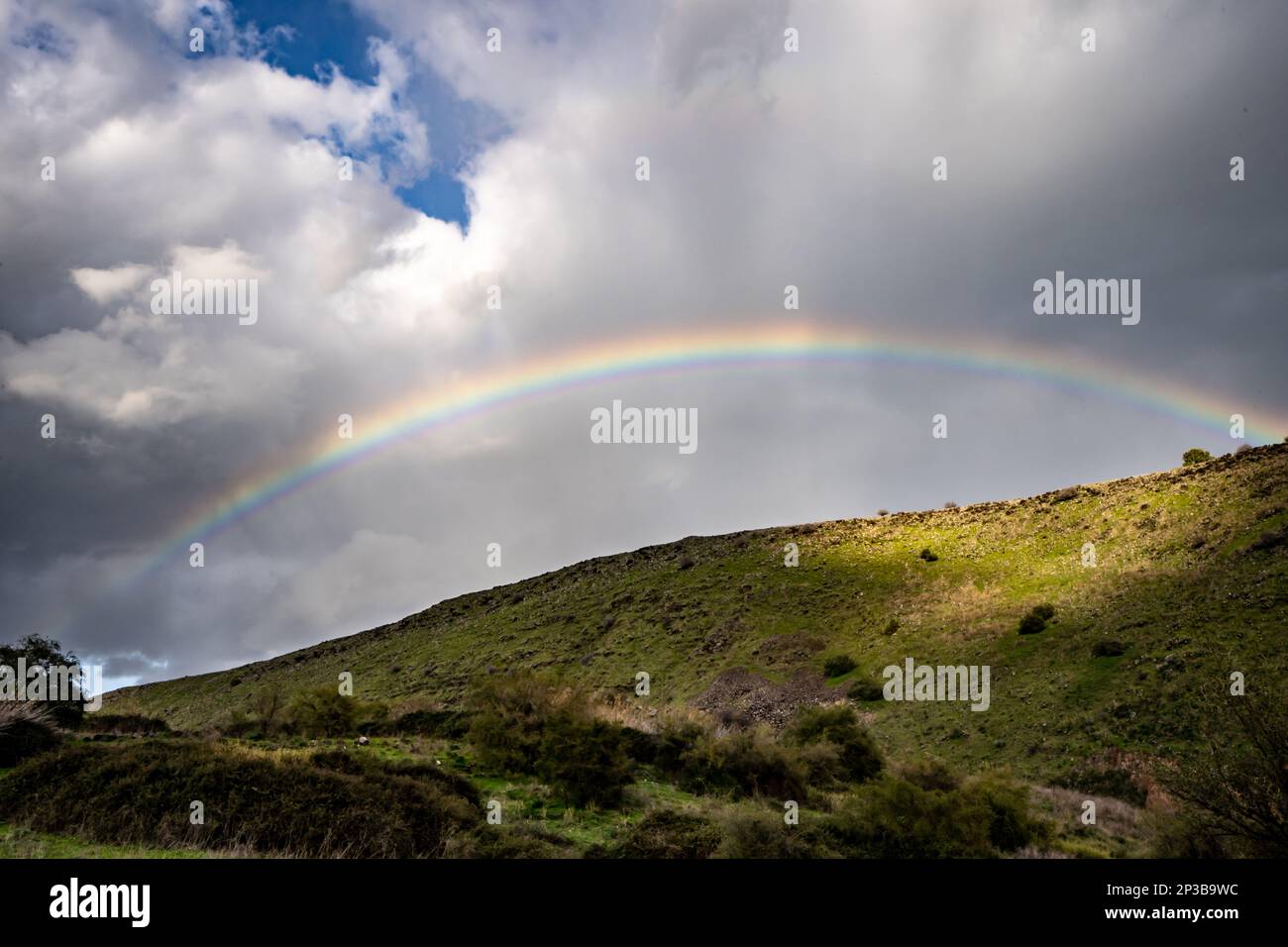 Rainbow in the Galilee Mountains Winter in Israel Stock Photo - Alamy