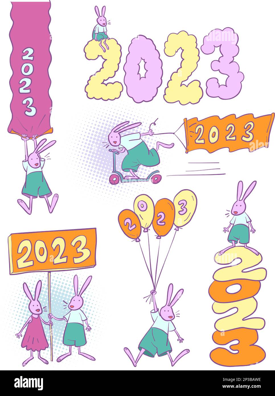 Hares meet 2023. next to each other. The Balloon Hare is descending ...