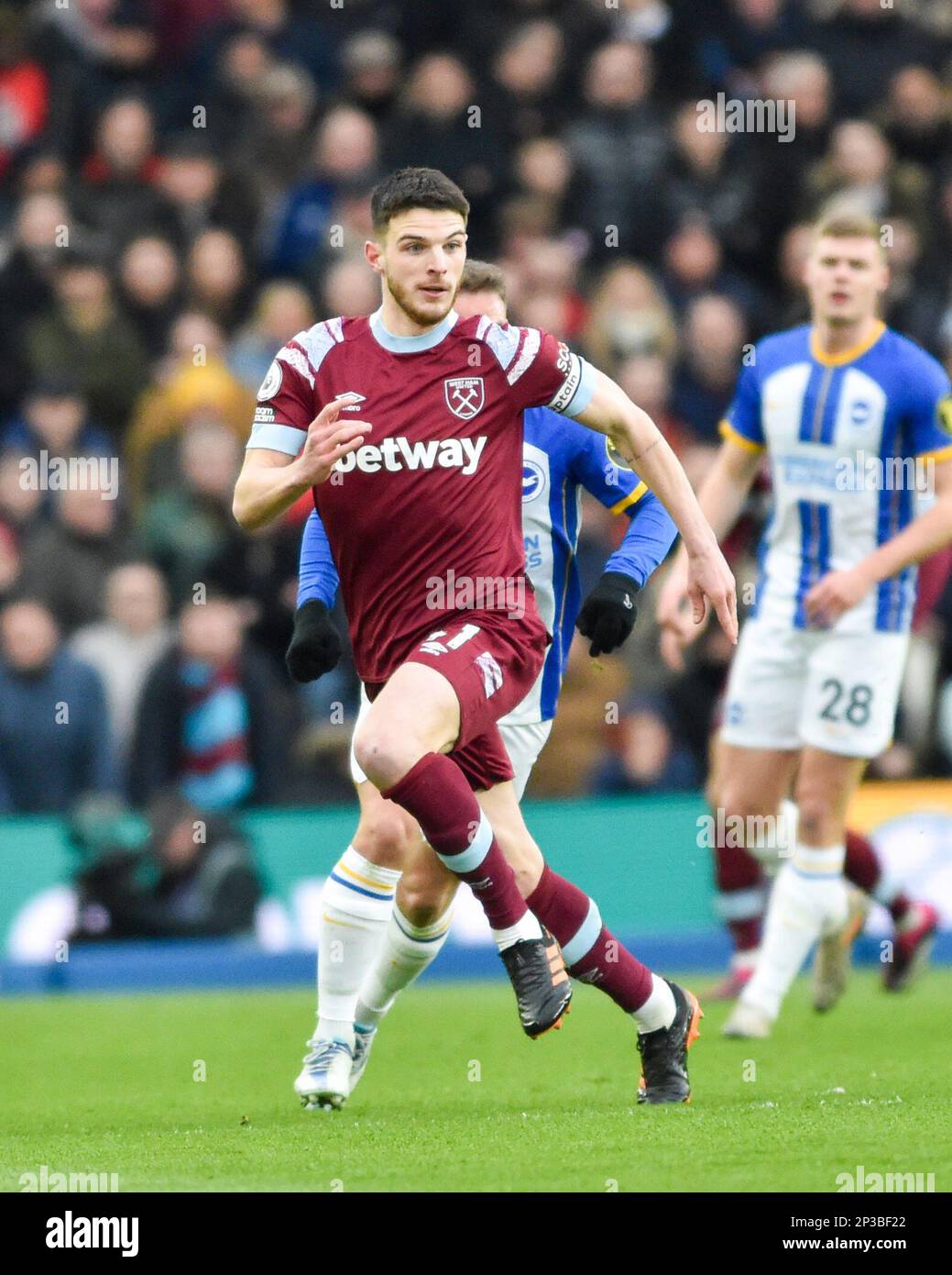 Declan Rice of West Ham during the Premier League match between ...
