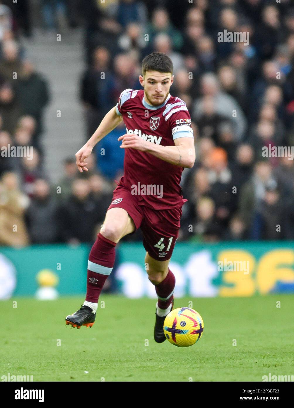 Declan Rice of West Ham during the Premier League match between ...