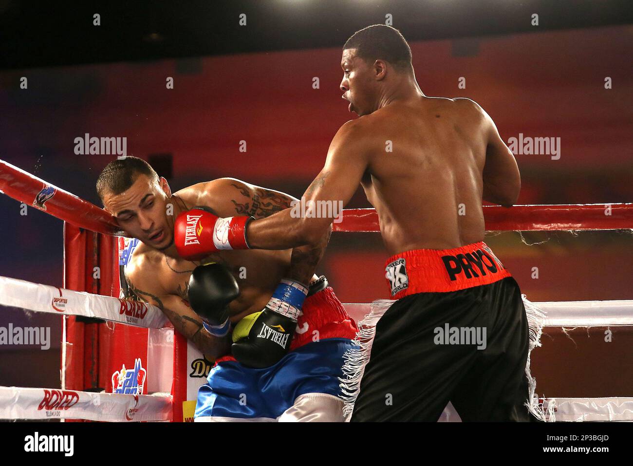 Larry Pryor (R) catches Radivvoje Kalajdzic with a left hook during the ...