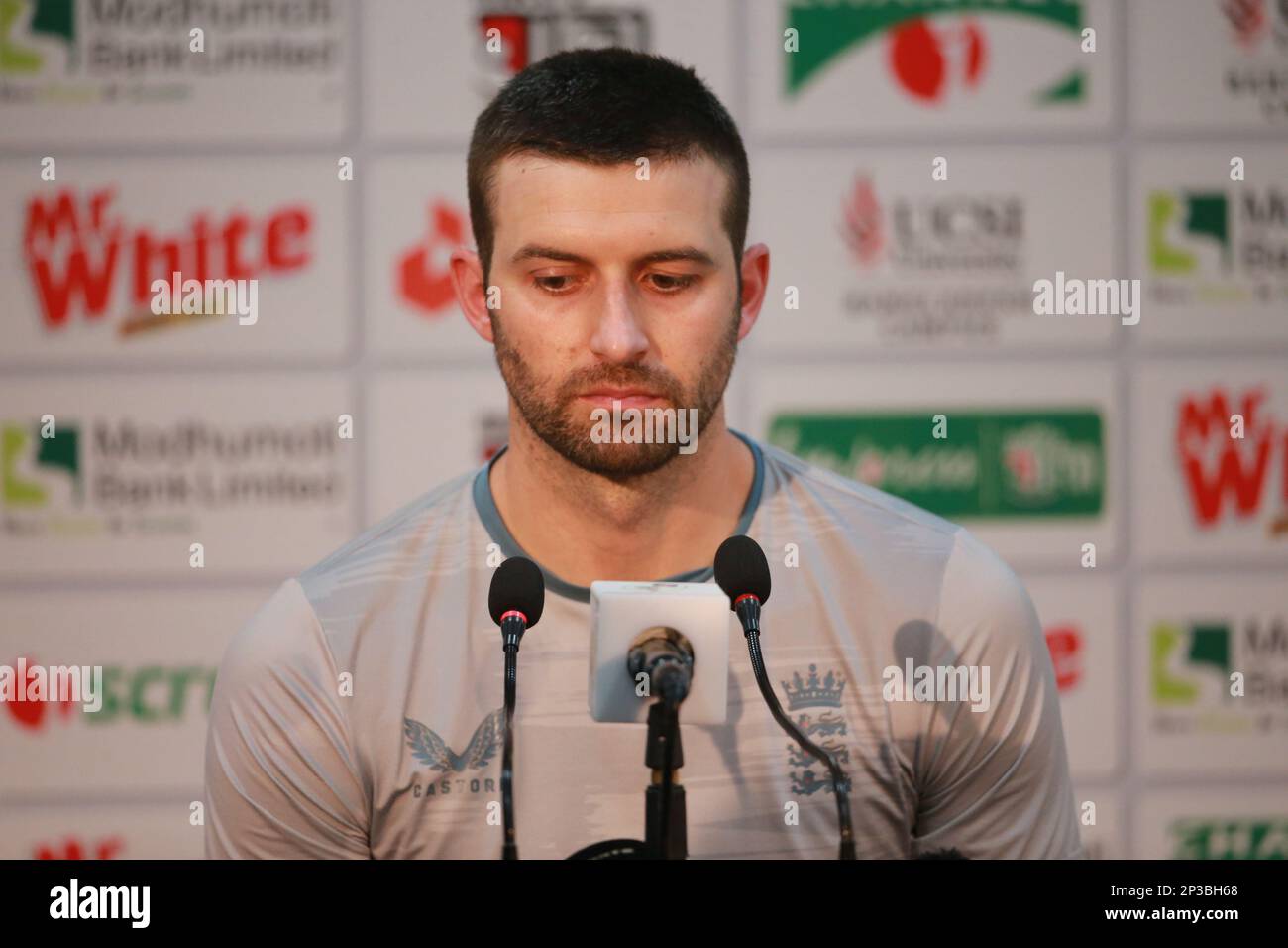 England ODI Cricketer Mark Wood attends a pre-match press conference at ...
