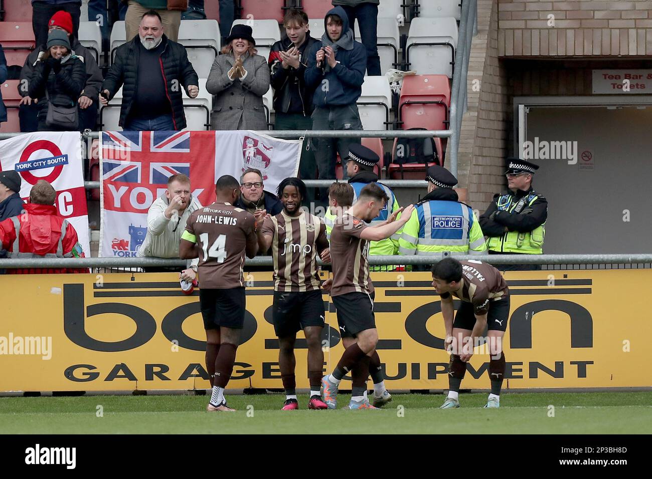 Shaqai Forde of York City scores the first goal for his team and ...