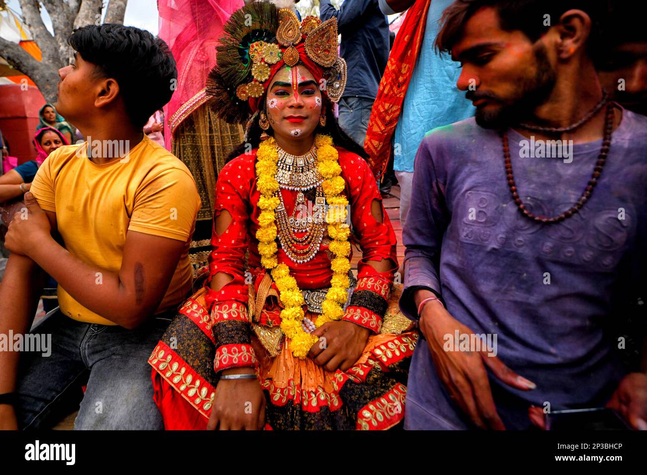Mathura, India. 04th Mar, 2023. A Hindu devotee seen dressed as Lord ...