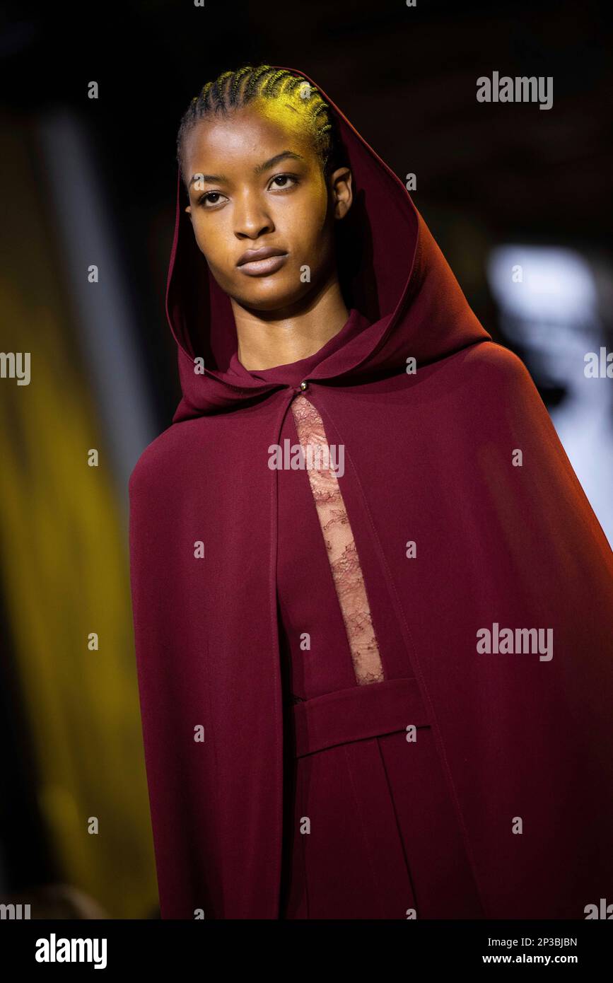 A model wears a creation as part of the Elie Saab Fall/Winter 2023-2024 ...