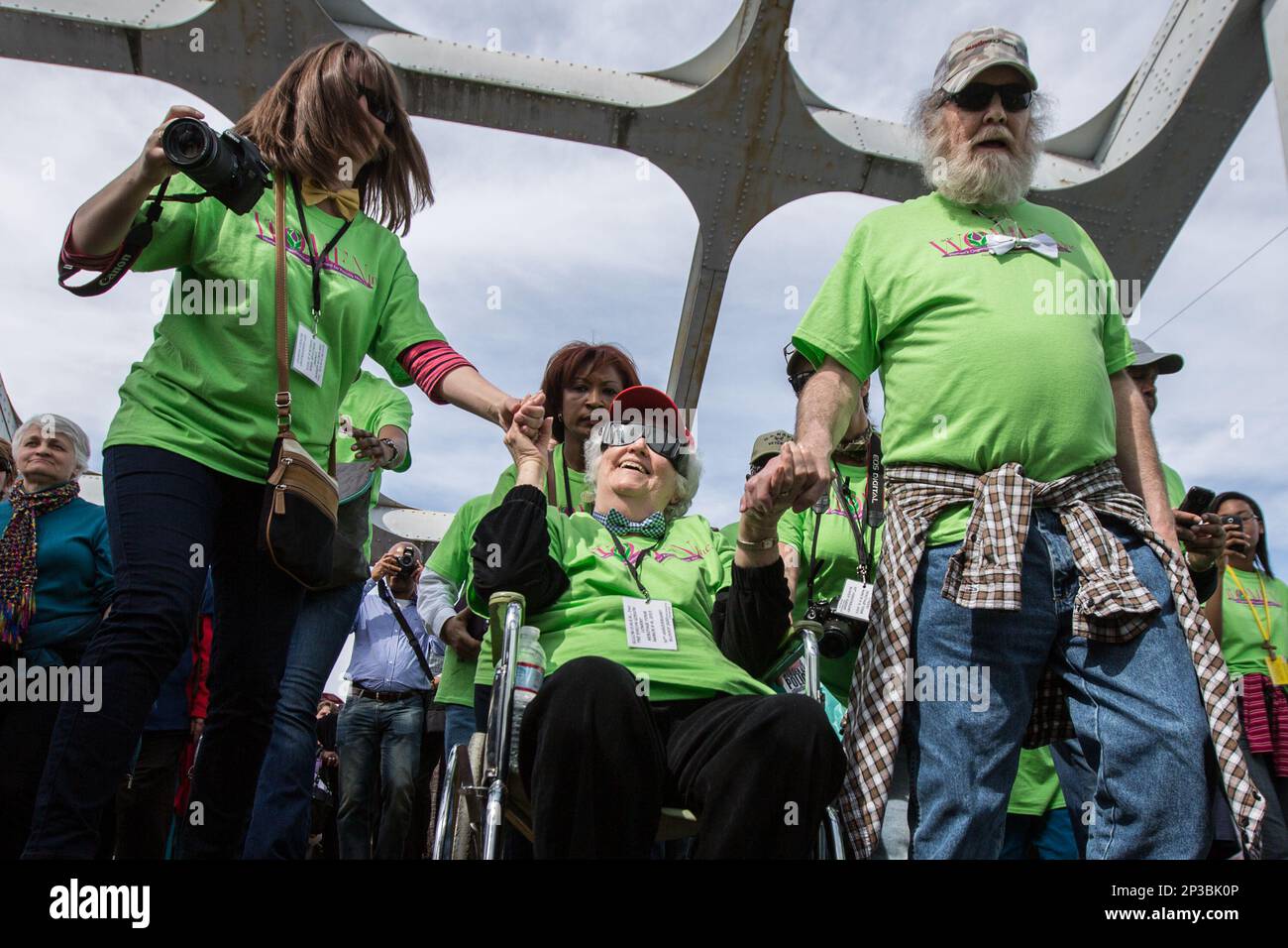 Donning bow ties in honor of the late Rev. James Reeb, John Reeb, right ...