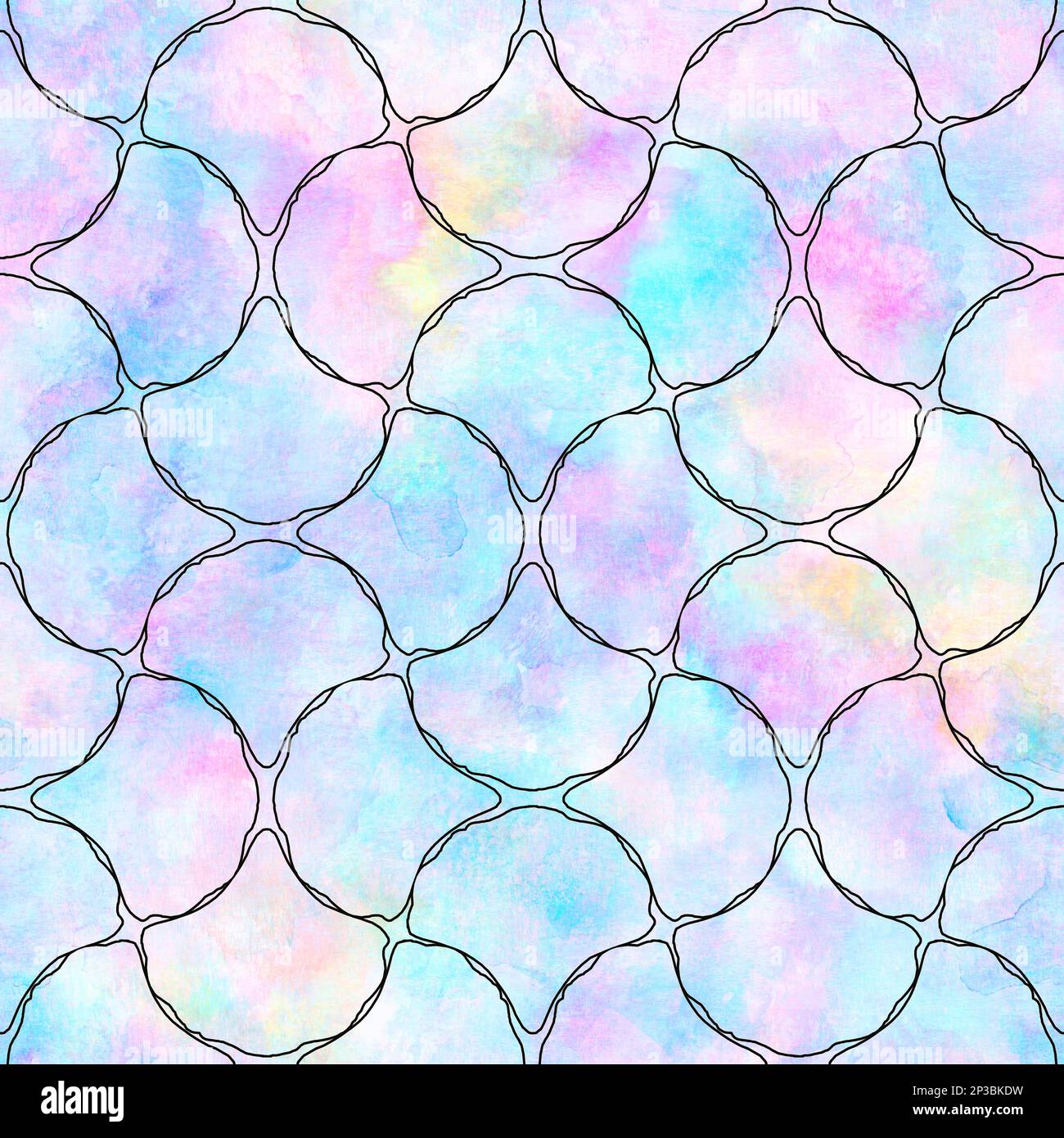 Art deco style abstract sea shells geometric forms watercolor seamless ...