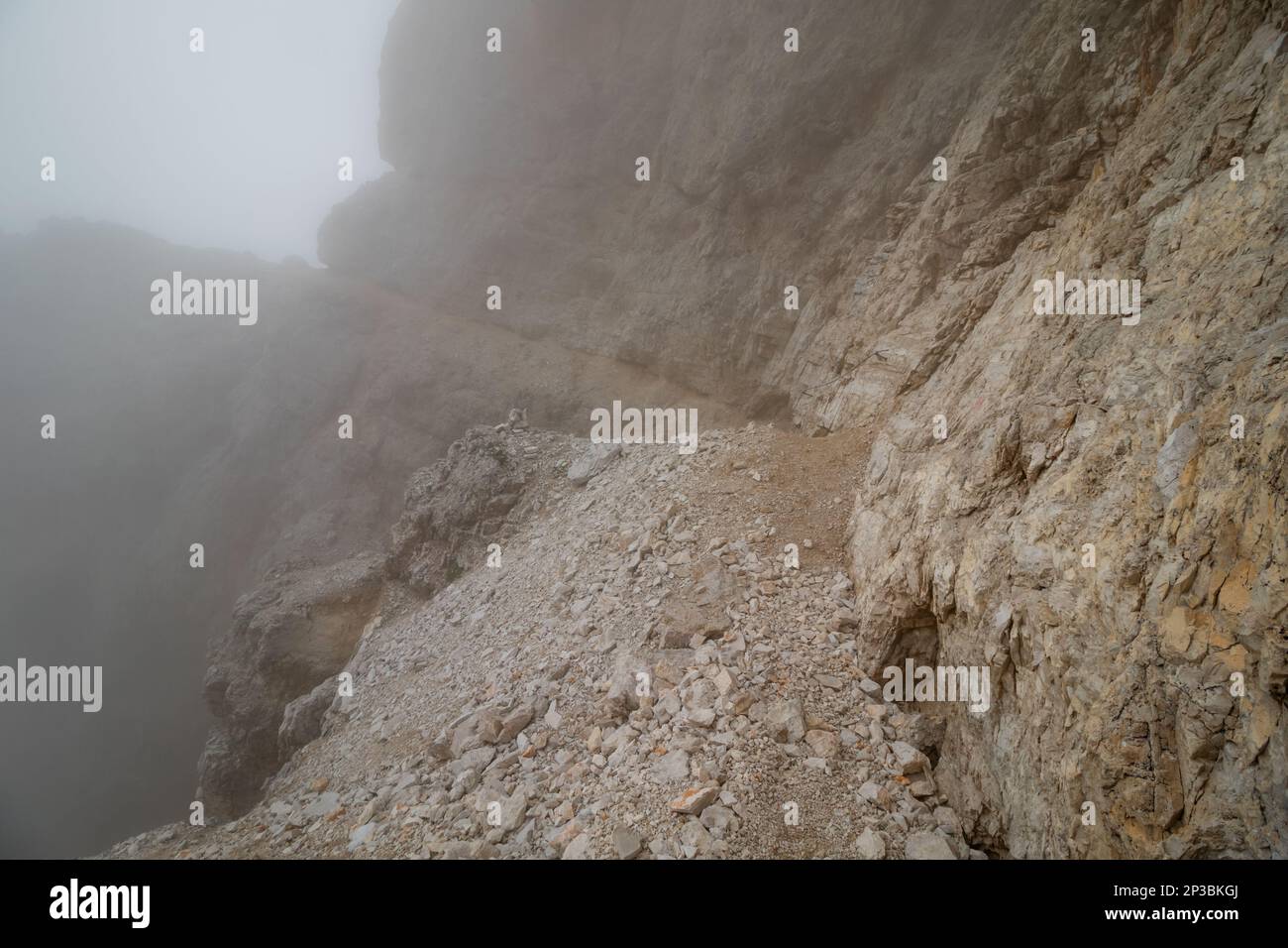 Elements set by man to facilitate the route via ferrata. Dolomites ...
