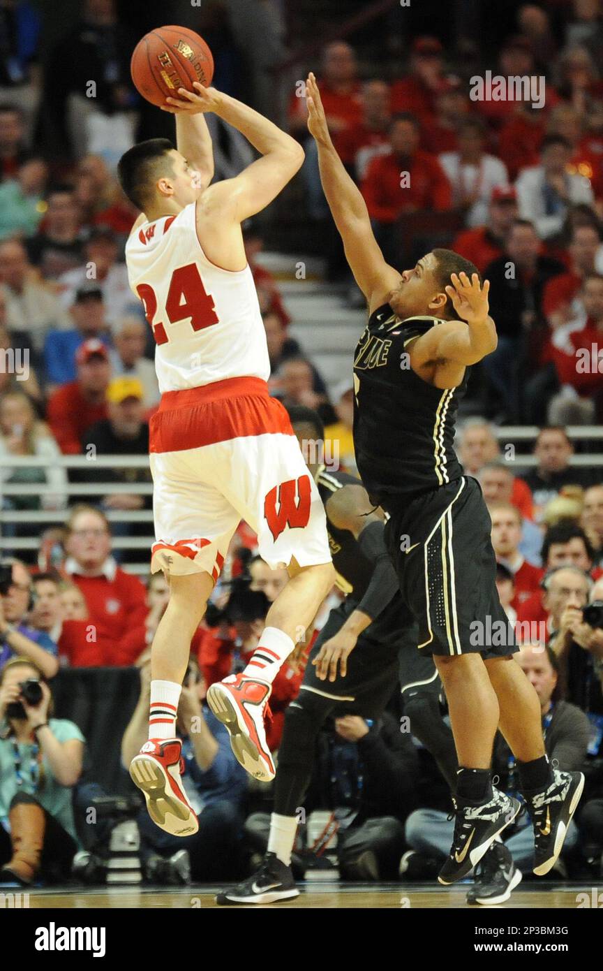 March 14, 2015: Wisconsin Badgers guard Bronson Koenig (24) goes up for ...
