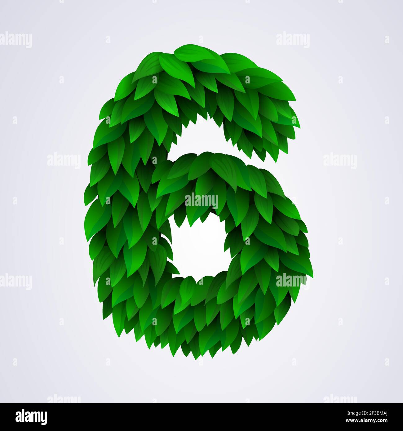 Number 6 made of green leaves. Vector illustration Stock Vector Image ...