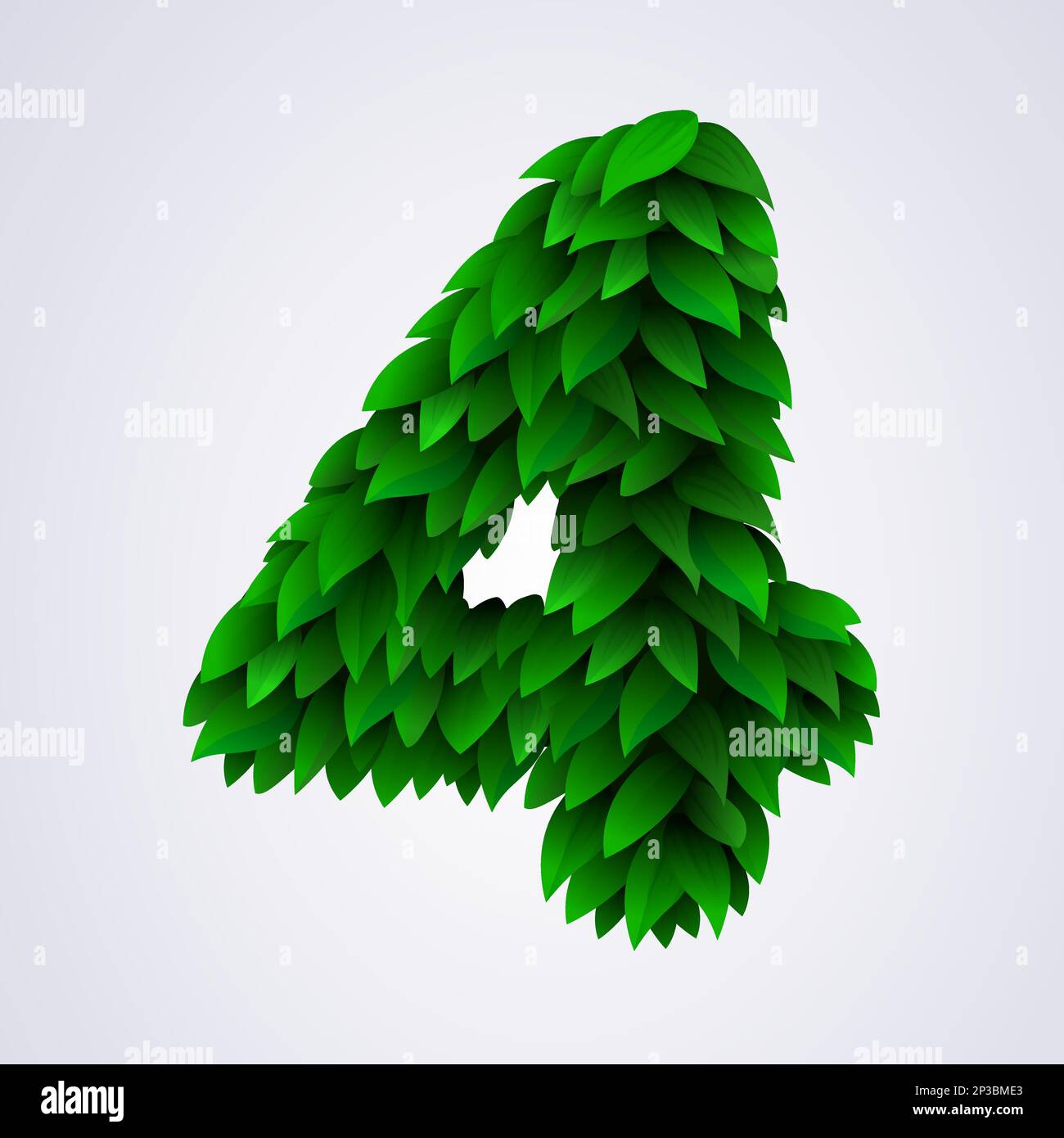 Number 4 made of green leaves. Vector illustration Stock Vector Image ...