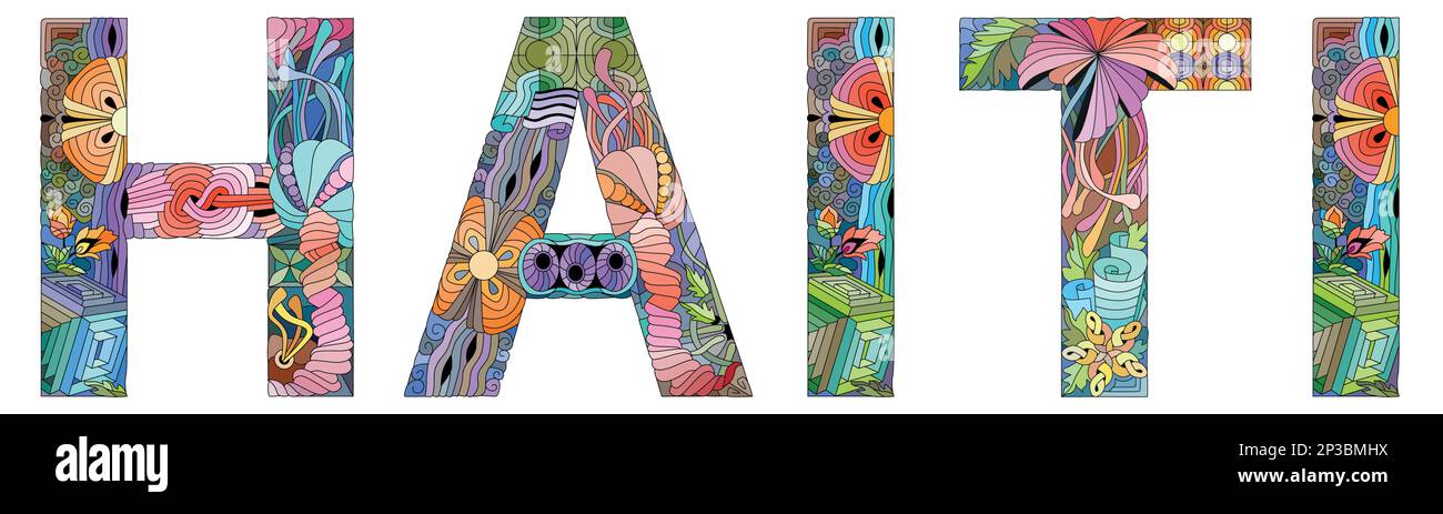 Vector word Haiti. Hand-painted art design. Illustration for t -shirt ...