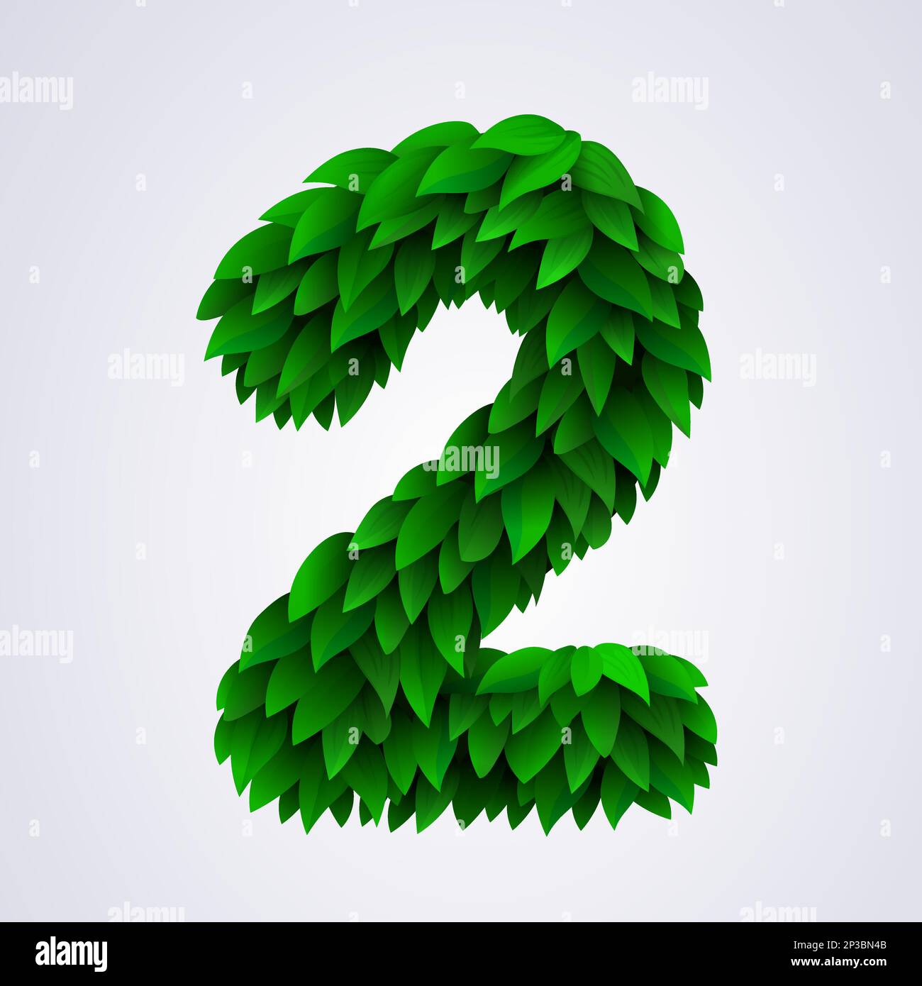Number 2 made of green leaves. Vector illustration Stock Vector Image ...