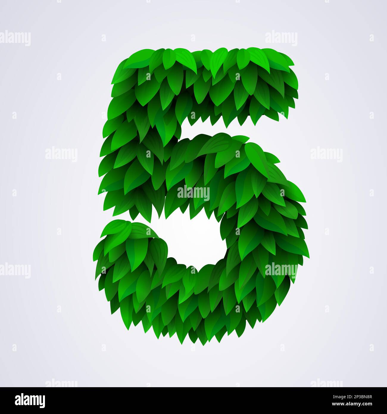Number 5 made of green leaves. Vector illustration Stock Vector Image ...