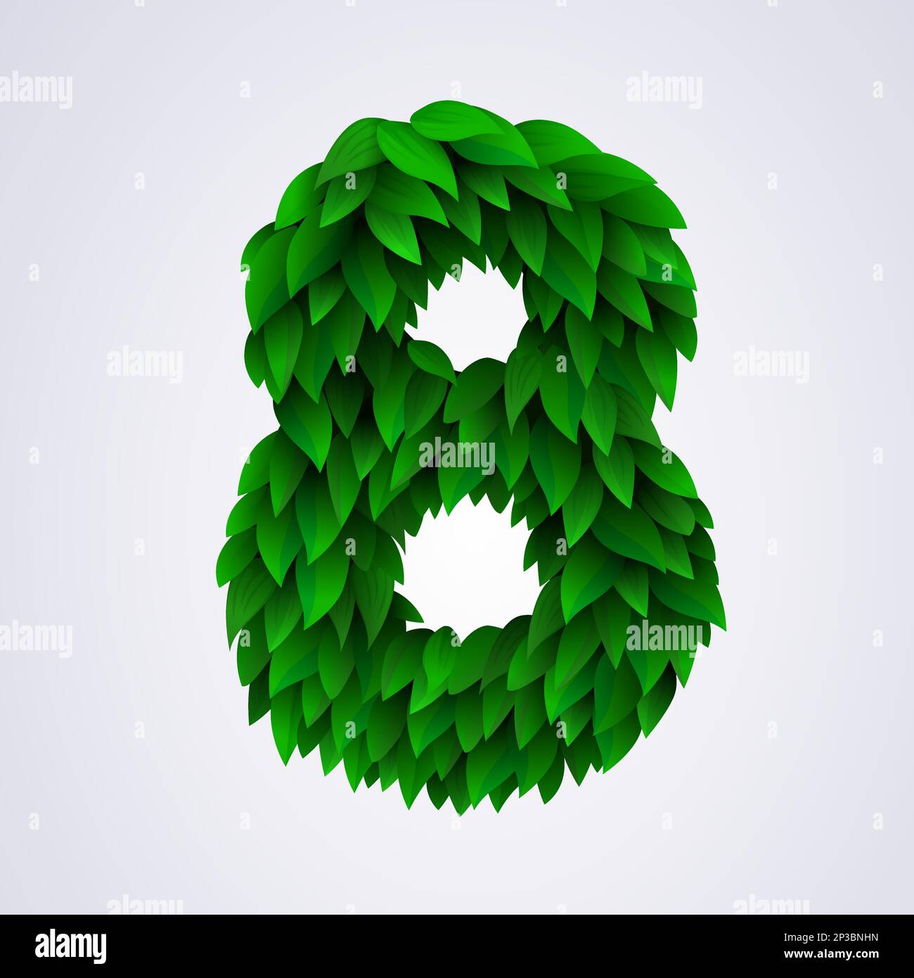 Number 8 made of green leaves. Vector illustration Stock Vector Image ...