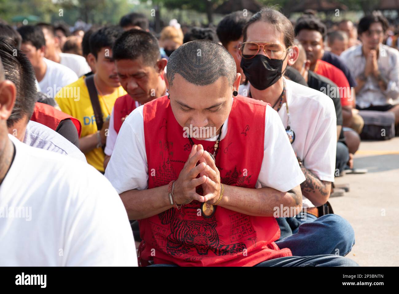 Nakhon Chai Si, Thailand. 04th Mar, 2023. The disciple gather at the ...