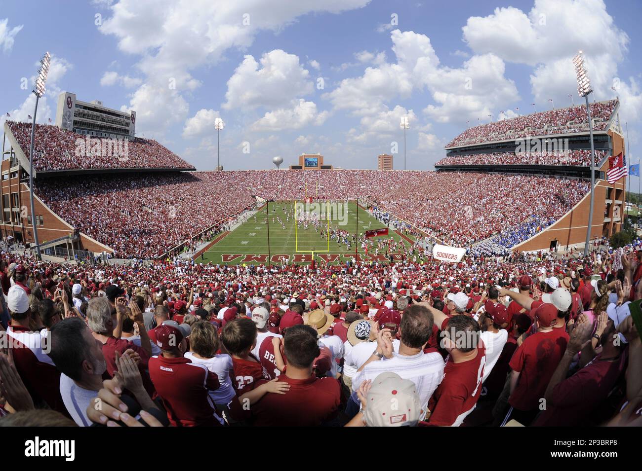 Overall of Oklahoma Memorial Stadium home of the Oklahoma Sooners ...