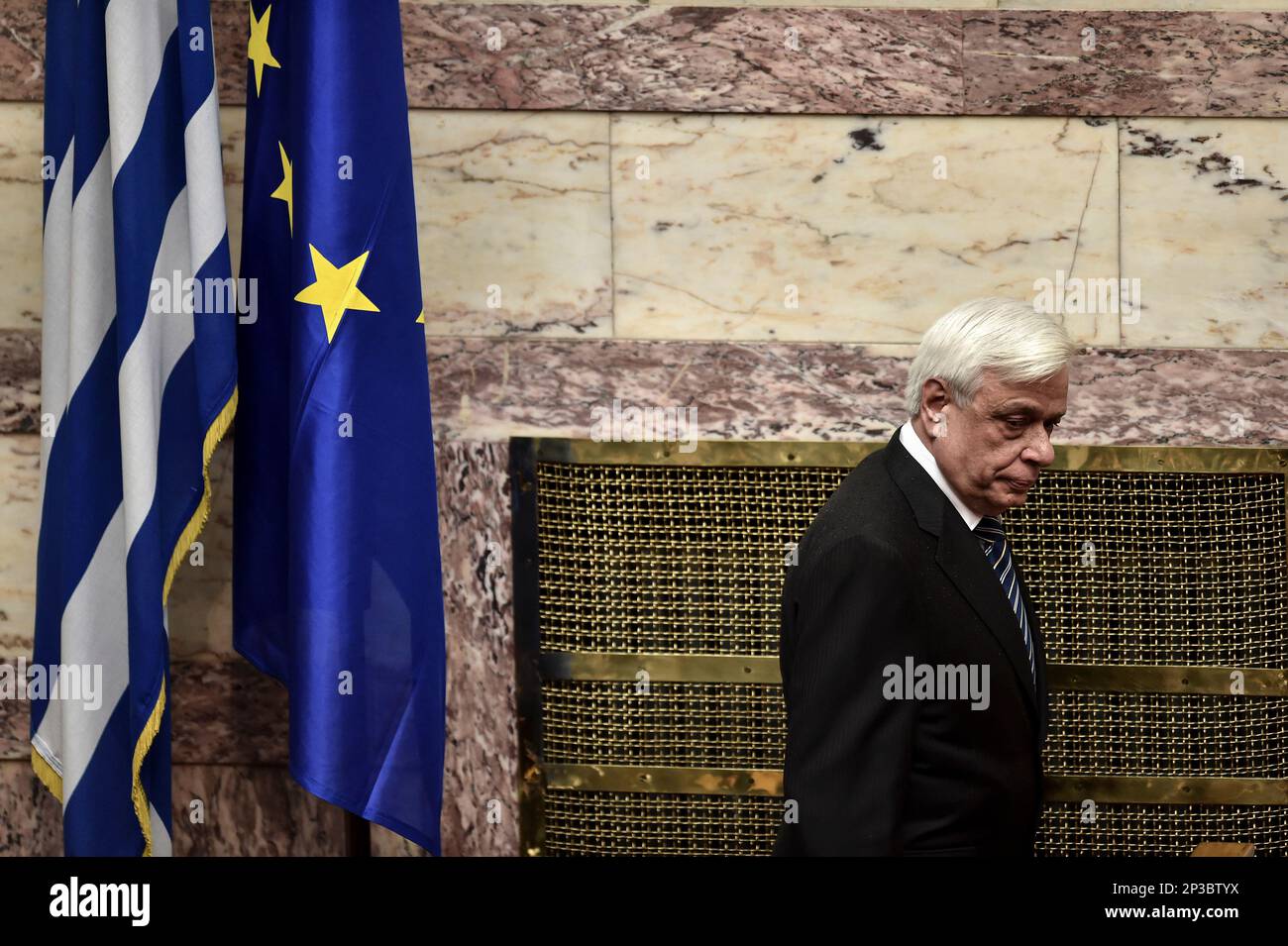 Newly elected Greek President Prokopis Pavlopoulos arrives for a ...