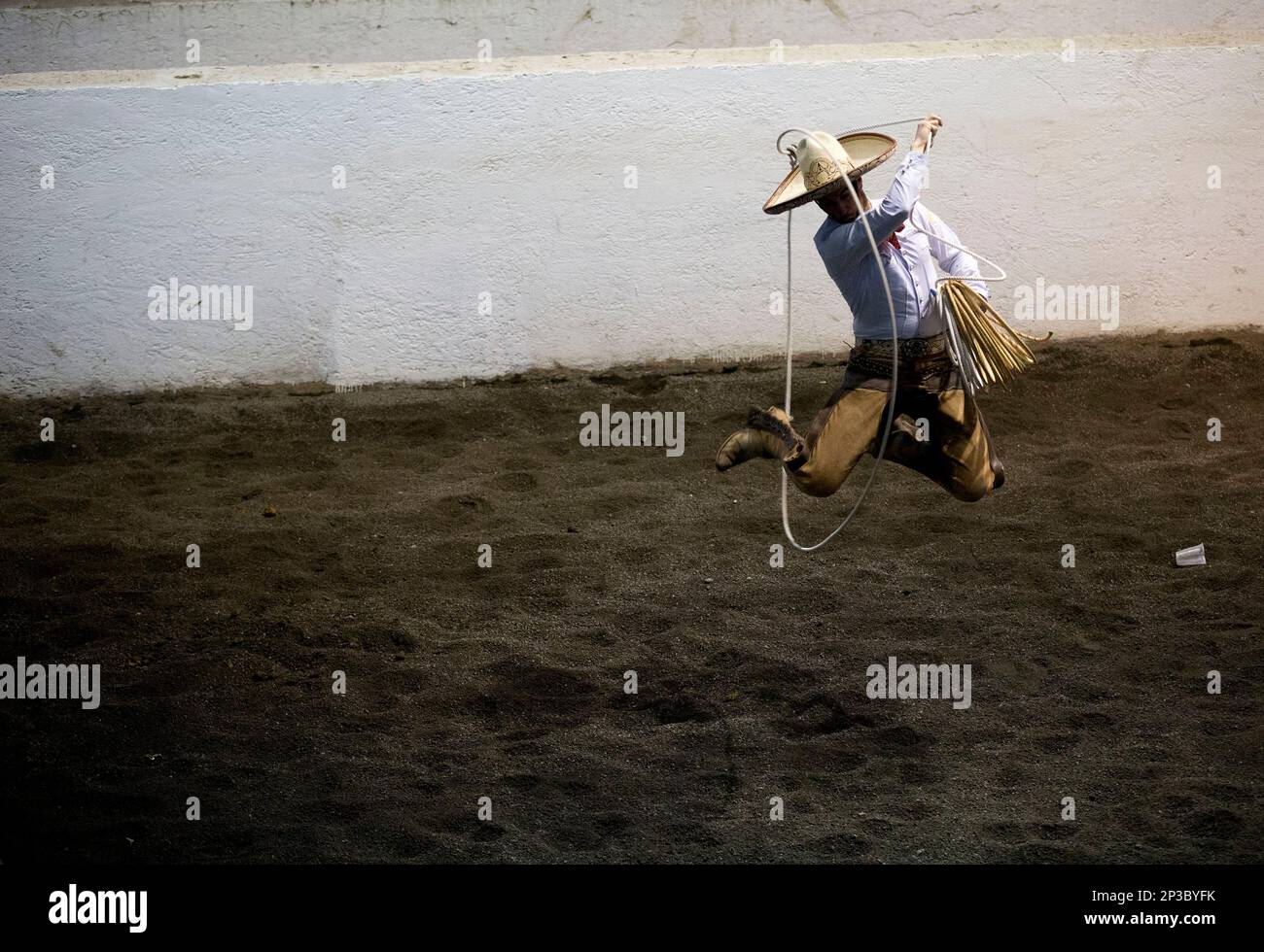 In this Feb. 26, 2015 photo, Charro Carlos Maurer, from Puebla ...