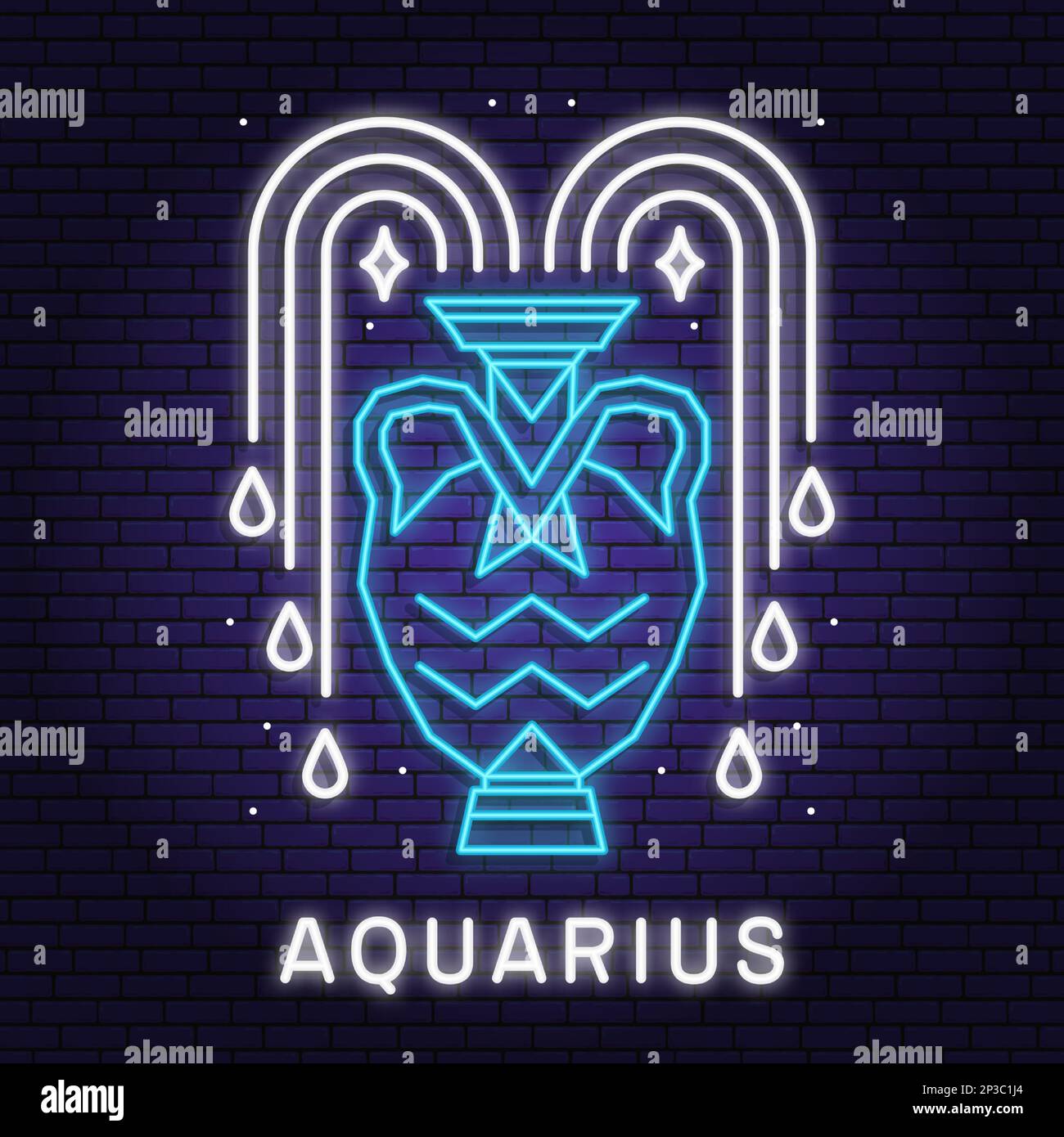 Zodiac astrology horoscope neon sign aquarius linear design. Vector ...