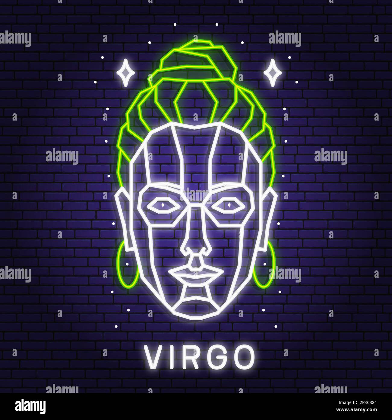 Zodiac astrology horoscope neon sign virgo linear design. Vector illustration. Elegant line art ...