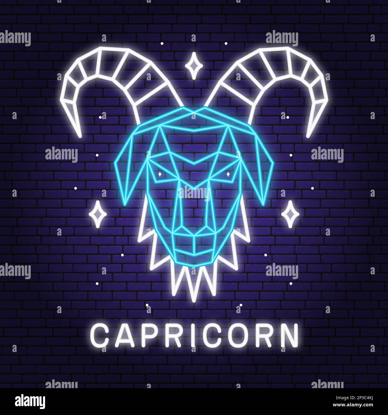 Zodiac astrology horoscope neon sign capricorn linear design. Vector ...