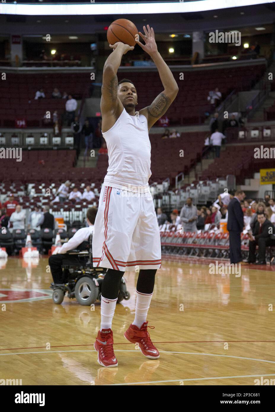 Mar 8, 2015; Ohio State Buckeyes center Amir Williams (23) warming up ...