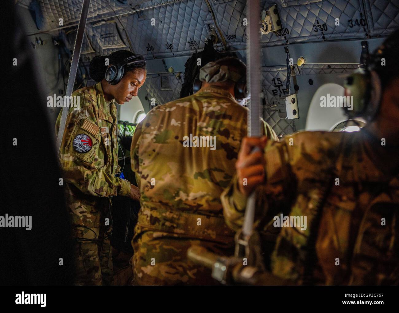 U.S. Air Force Staff Sgt. Rabiah Hubert, medical technician, trains ...