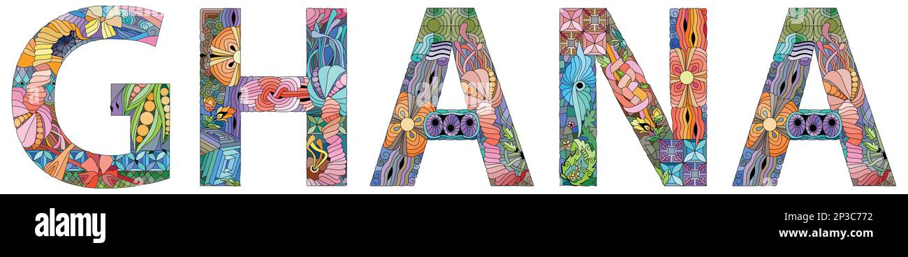 Vector word Ghana. Hand-painted art design. Illustration for t -shirt ...