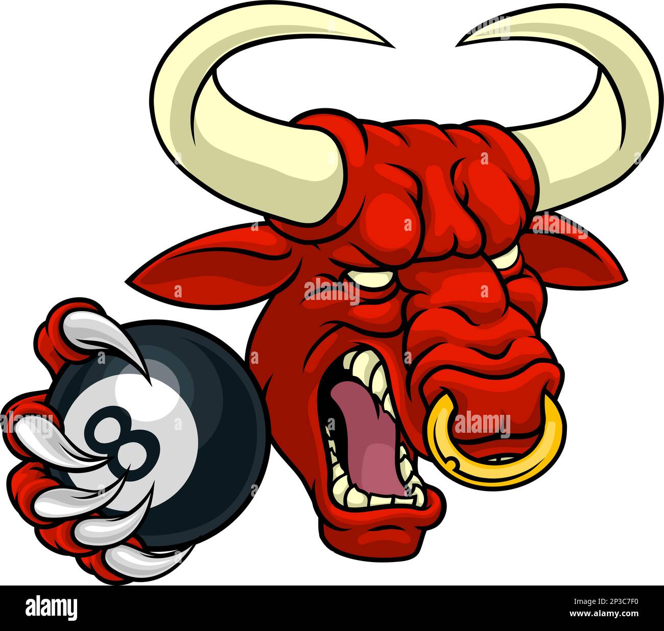 Bull Minotaur Longhorn Cow Pool Mascot Cartoon Stock Vector Image & Art ...