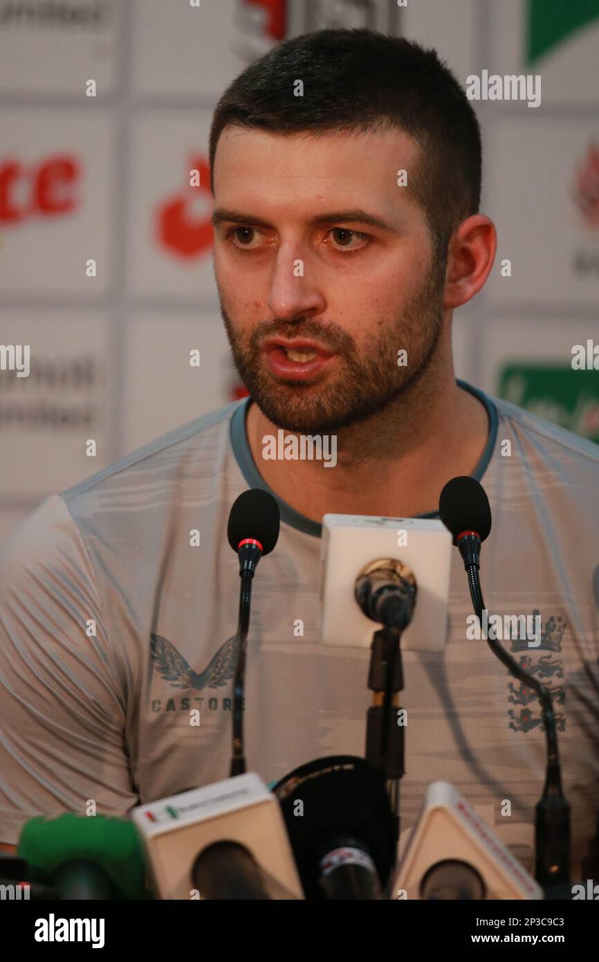 England ODI Cricketer Mark Wood attends a pre-match press conference at ...