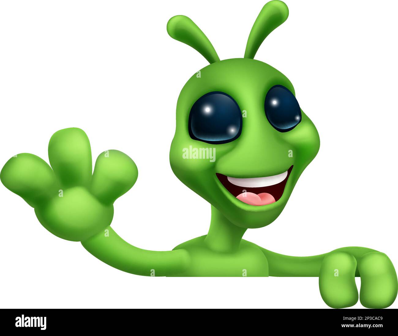 Alien Cute Little Green Man Martian Cartoon Mascot Stock Vector Image ...