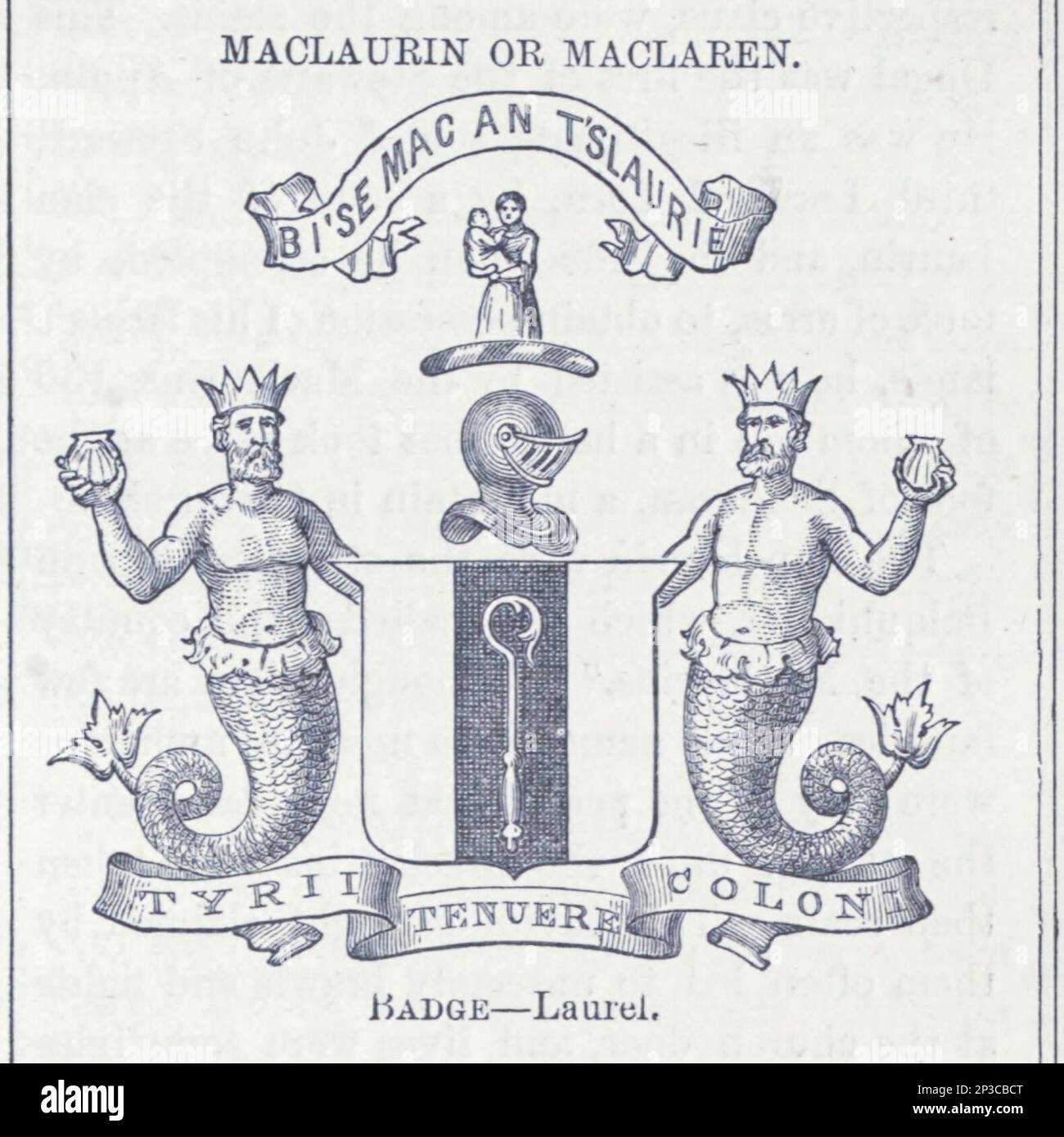 Maclaurin (or Maclaren) coat of arms, crest, and motto from the book ...