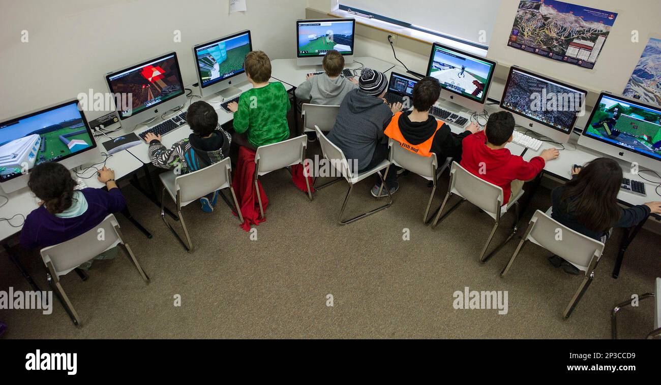 Sixth-graders at Dzantik'i Heeni Middle School work on the Mindcraft ...
