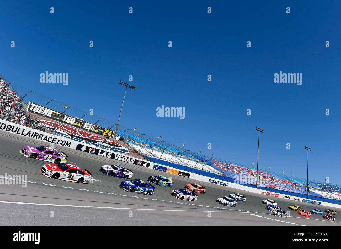 Ryan Blaney (21) and Michael Annett (46) during the NASCAR Sprint Cup ...