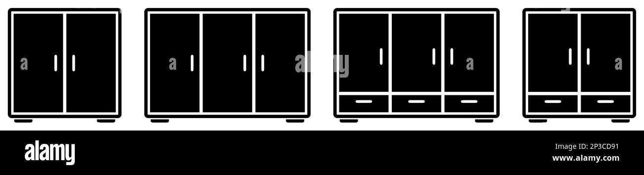 Furniture vector icon set, collection of wardrobe symbols isolated on ...