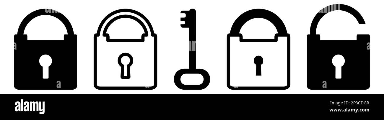 Padlock and protection vector icon set, collection of security symbols ...